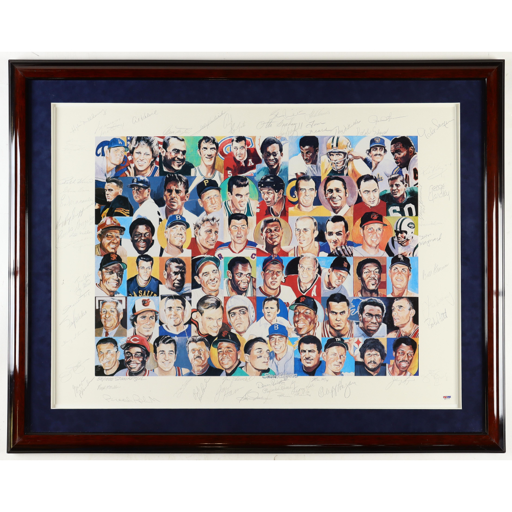 "Sports Icons" LE Custom Framed Print Signed By (52) with Julius "Dr. J ...