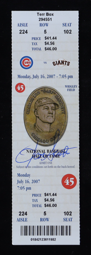 Ron Santos Signed 2007 Cubs vs Giants Full Ticket (JSA) | Pristine Auction