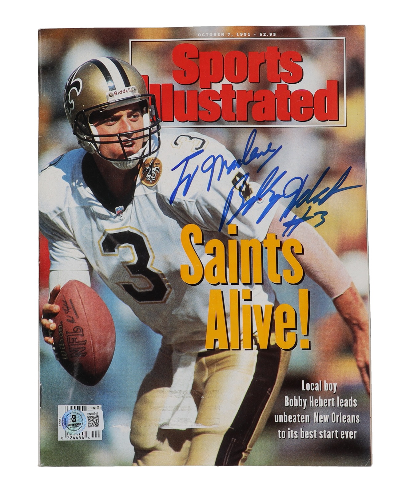 Bobby Hebert Signed 1991 Sports Illustrated Magazine (Beckett ...