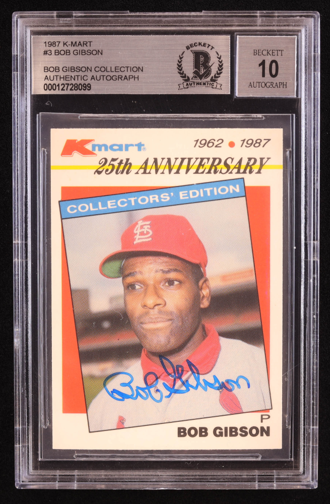 Bob Gibson Signed 1987 K-Mart #3 (BGS | Autograph Graded BGS 10 ...