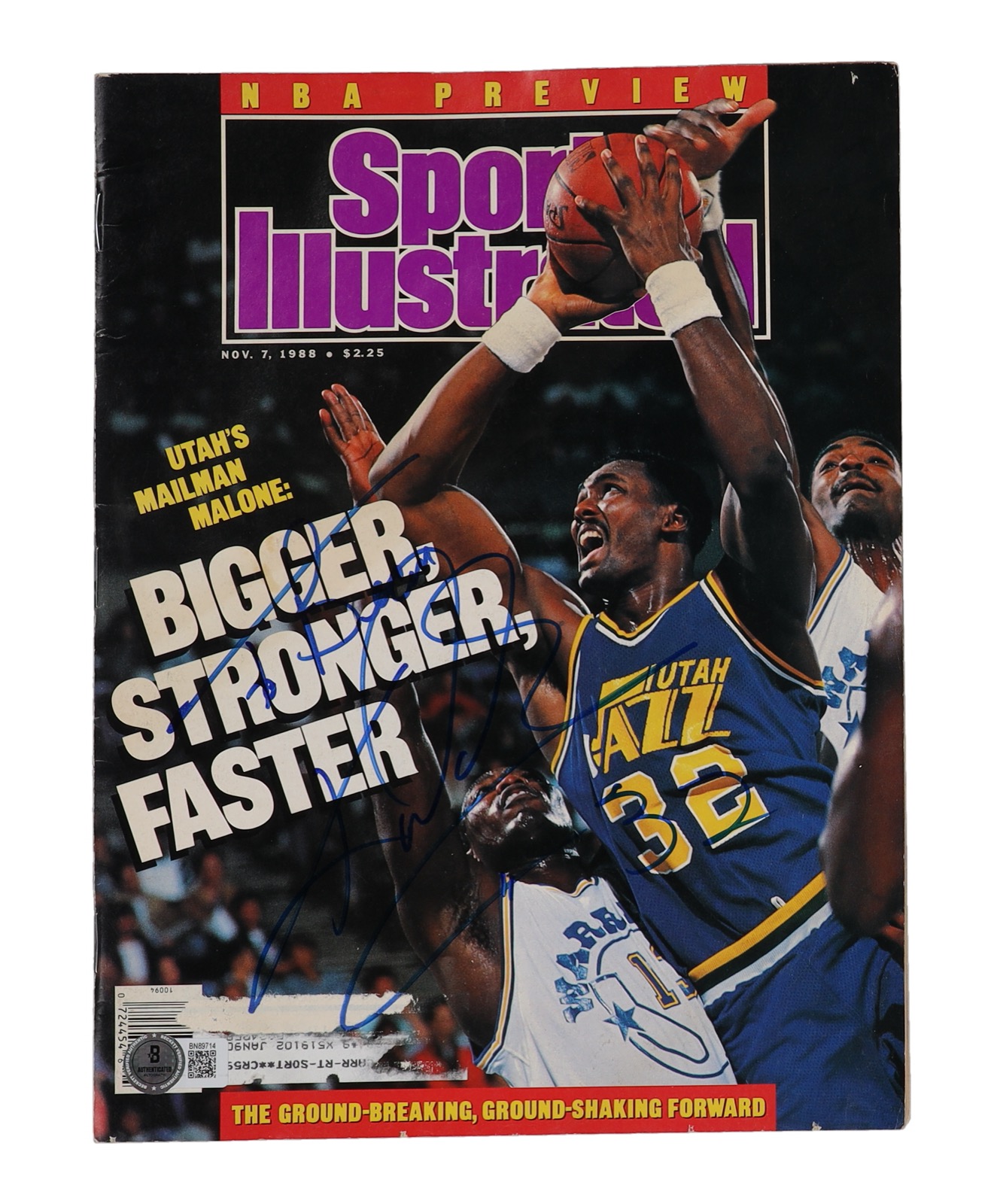 Karl Malone Signed 1988 Sports Illustrated Magazine (Beckett ...