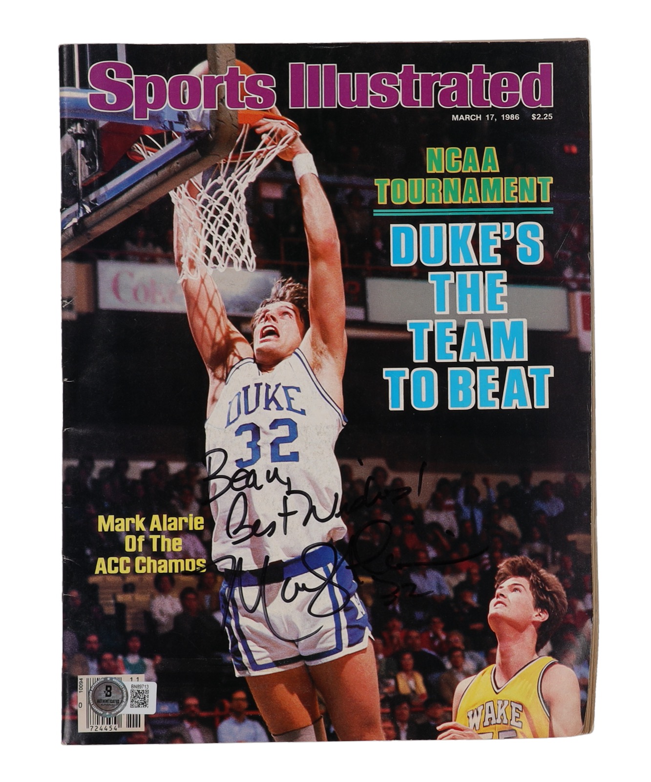 Mark Alarie Signed 1986 Sports Illustrated Magazine Inscribed "Best ...