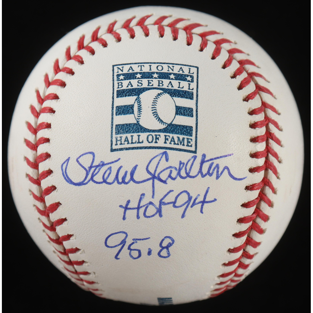 Steve Carlton Signed OML Hall Of Fame Logo Baseball Inscribed "HOF 94 ...