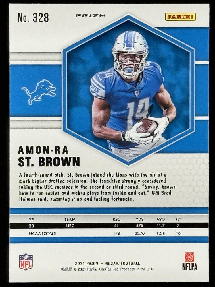 Amon-Ra St. Brown 2021 Panini Mosaic Mosaic #328 RC | Pristine Auction