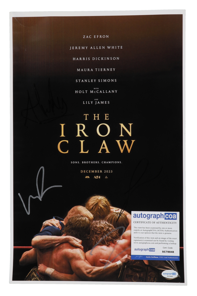 "The Iron Claw" Signed 11x17 Movie Poster Photo Signed By (4) With ...