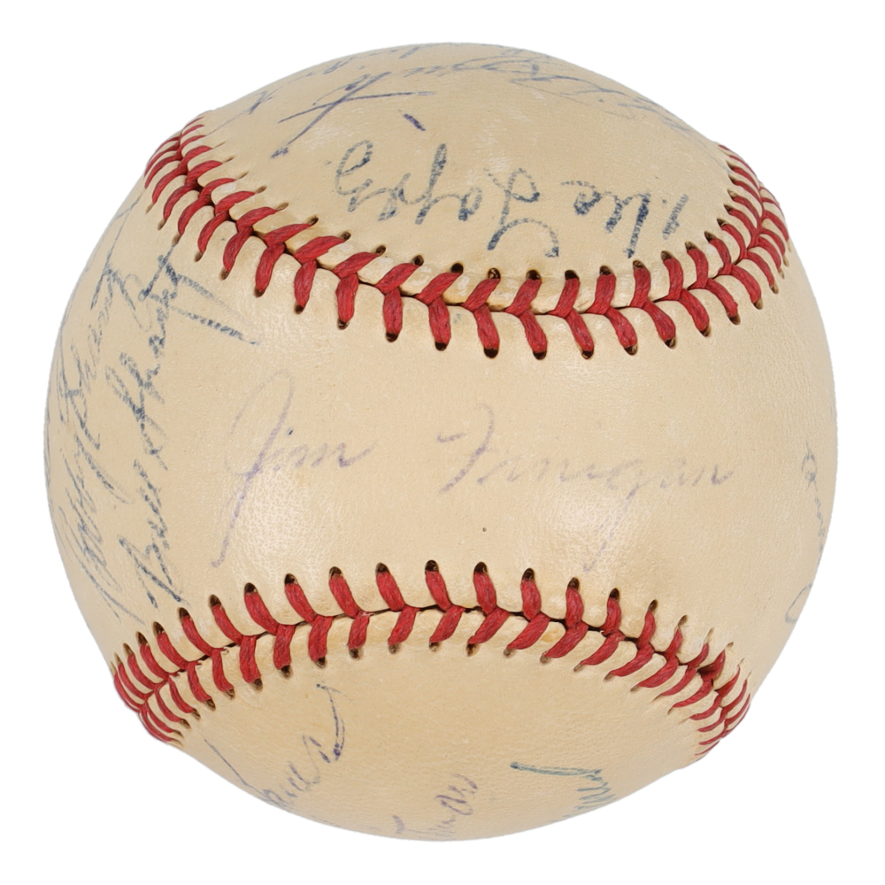 1955 Athletics / Yankees OAL Baseball Team-Signed by (17) with Bill Dickey, Phil Rizzuto, Hank ...