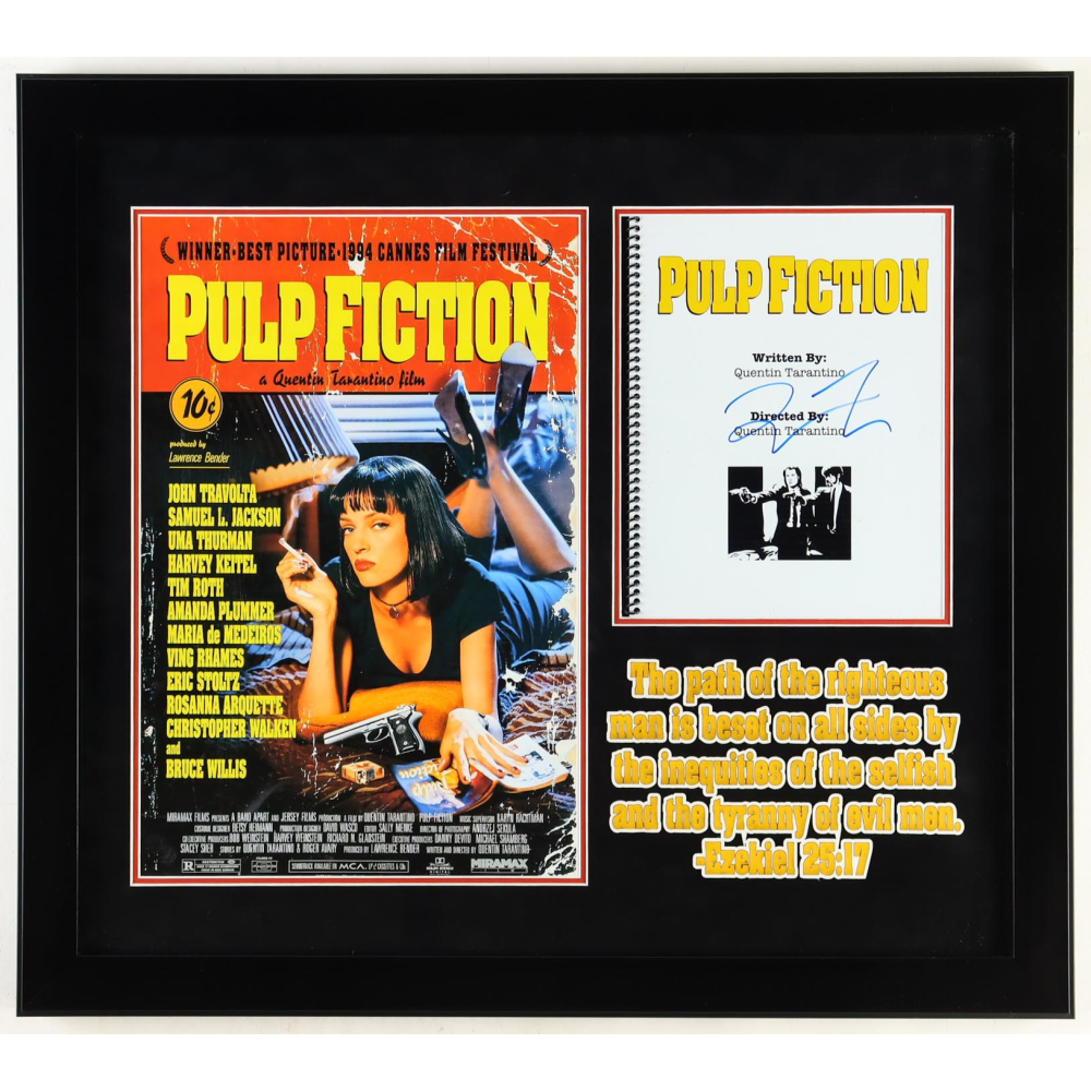 Quentin Tarantino Signed "Pulp Fiction" Custom Framed Script Display ...