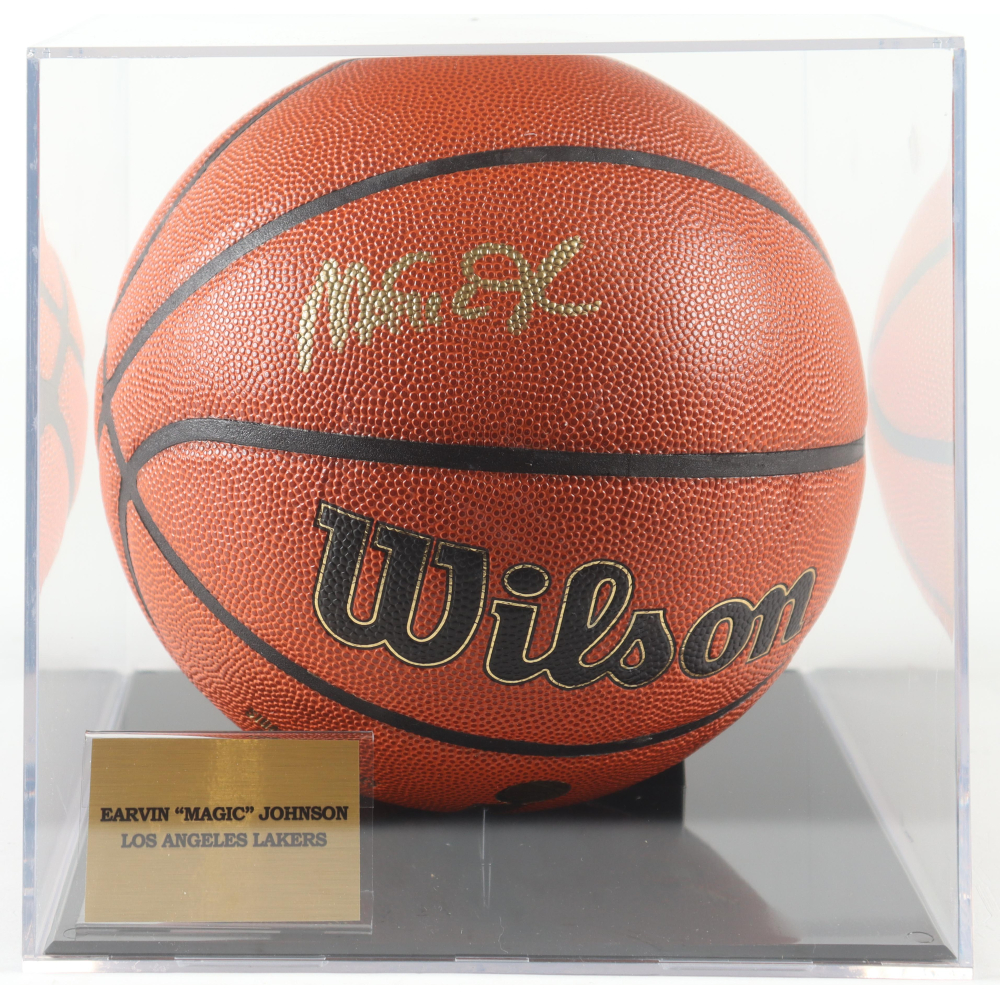 Magic Johnson Signed NBA Finals Trophy Special Edition Basketball With ...