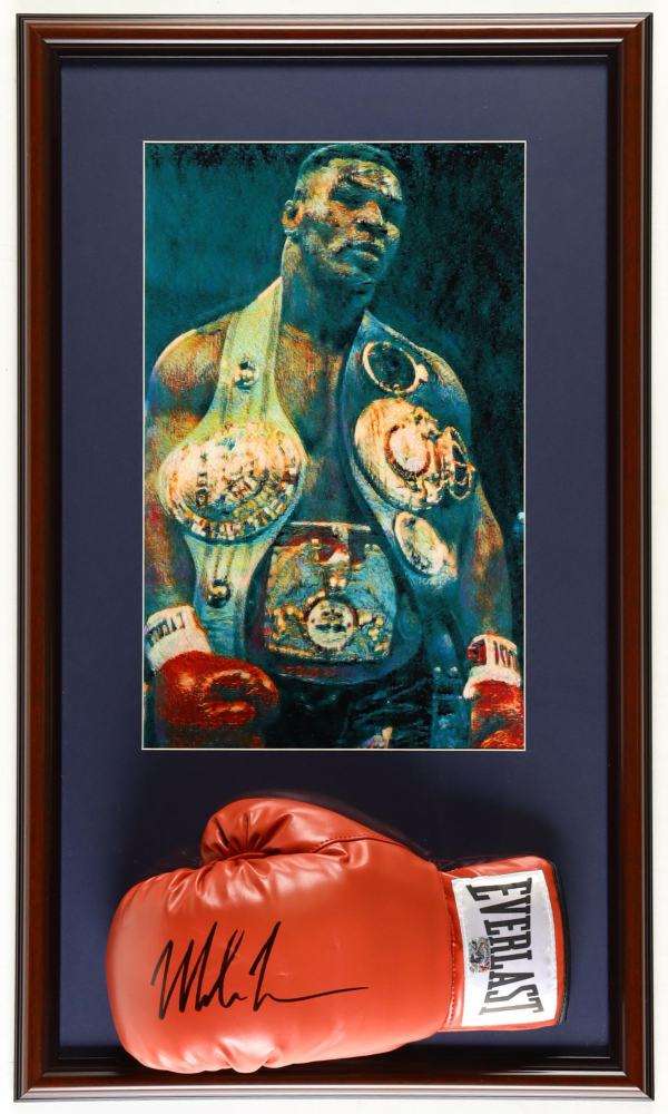 Mike Tyson Signed Custom Framed Everlast Boxing Glove Display with Art ...