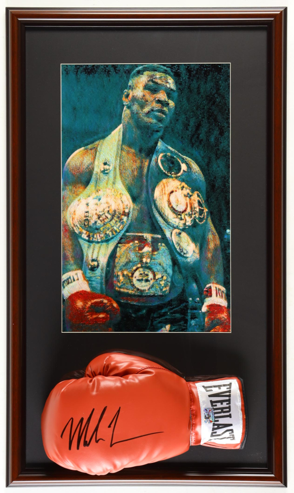 Mike Tyson Signed Custom Framed Everlast Boxing Glove Display with Art ...