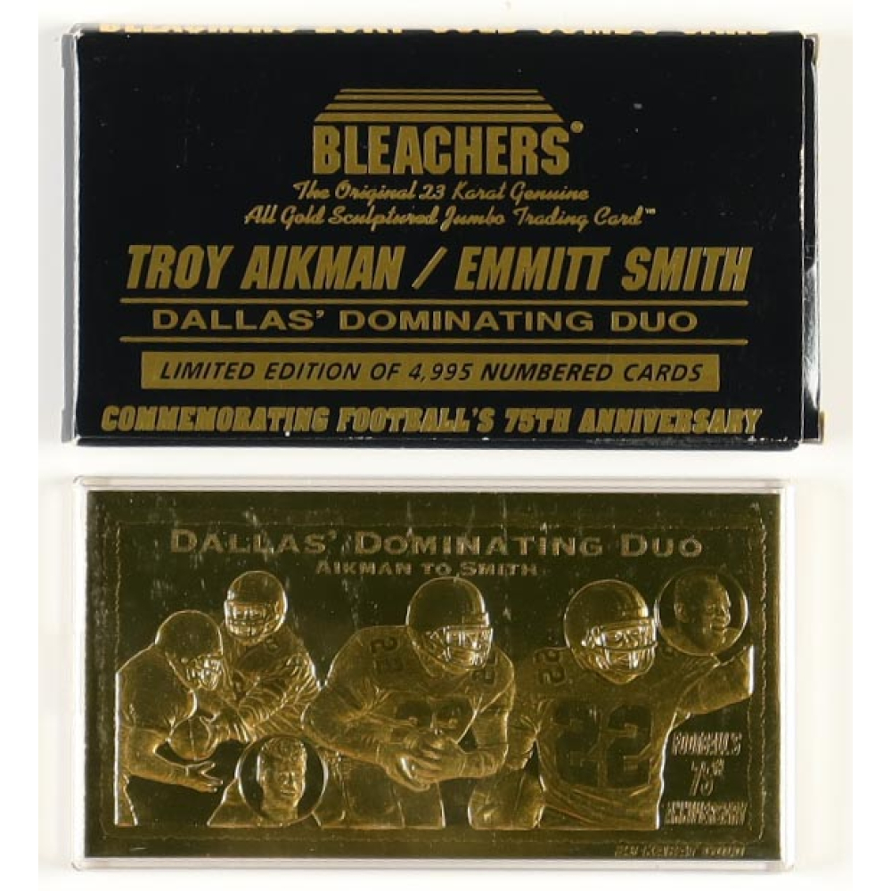Troy Aikman & Emmitt Smith 1995 Dallas' Dominating Duo 23 Kt Gold Card ...