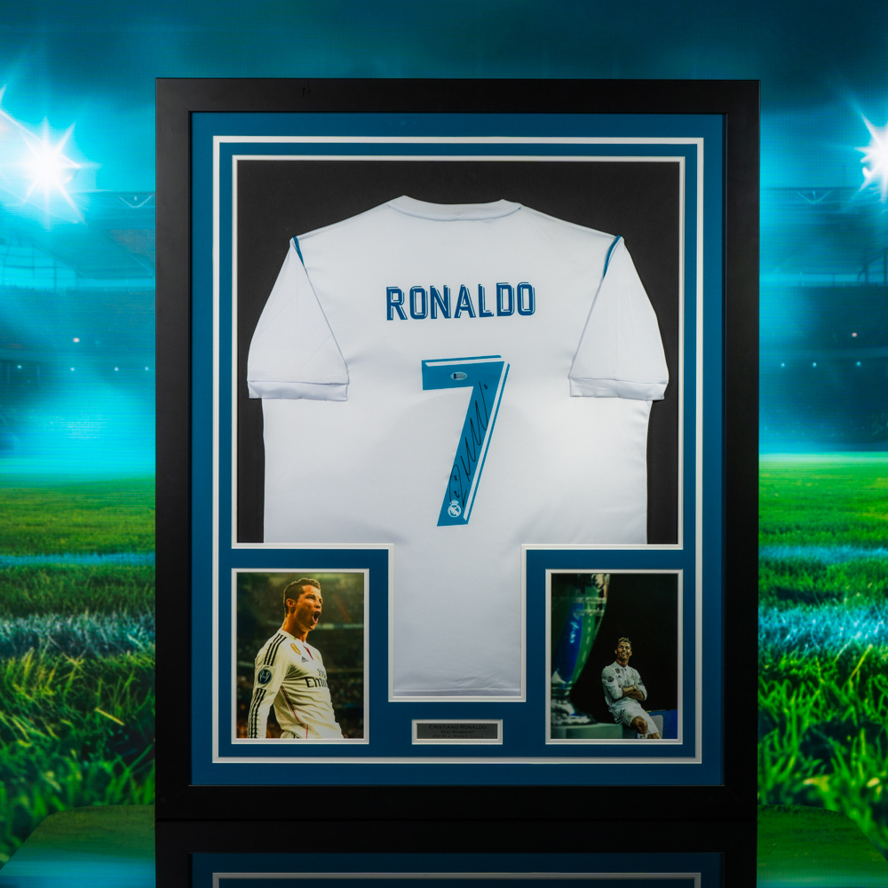 Cristiano Ronaldo Signed Real Madrid Custom Framed Jersey (Beckett ...