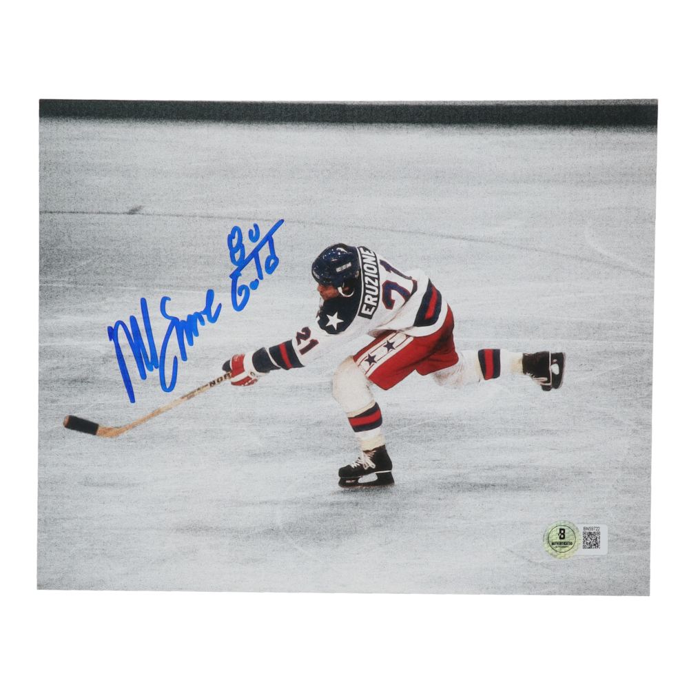 Mike Eruzione Signed Team USA 8x10 Photo Inscribed "80 Gold" (Beckett ...