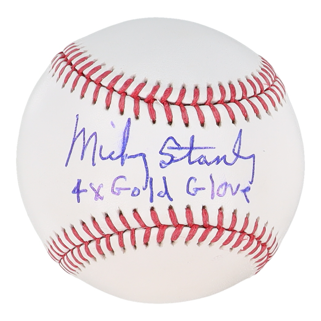 Mickey Stanley Signed OML Baseball Inscribed "4x Gold Glove" (Schwartz ...