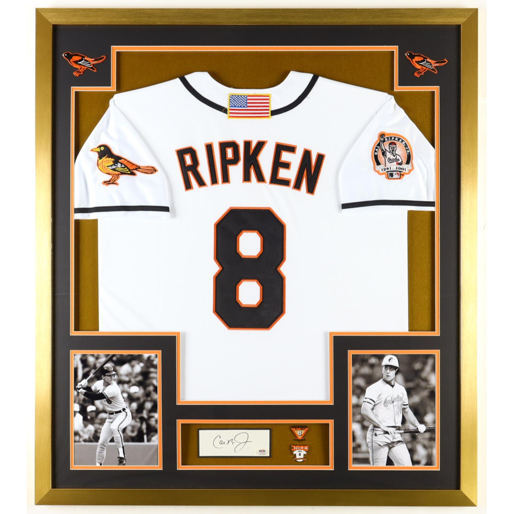 Cal Ripken Jr. Signed Orioles Custom Framed Cut Display with Jersey ...