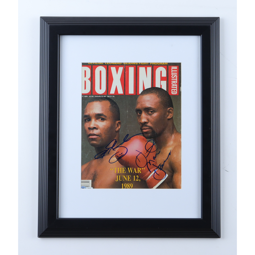 "Sugar Ray" Leonard & Thomas "Hitman" Hearns Signed Custom Framed 1989 ...