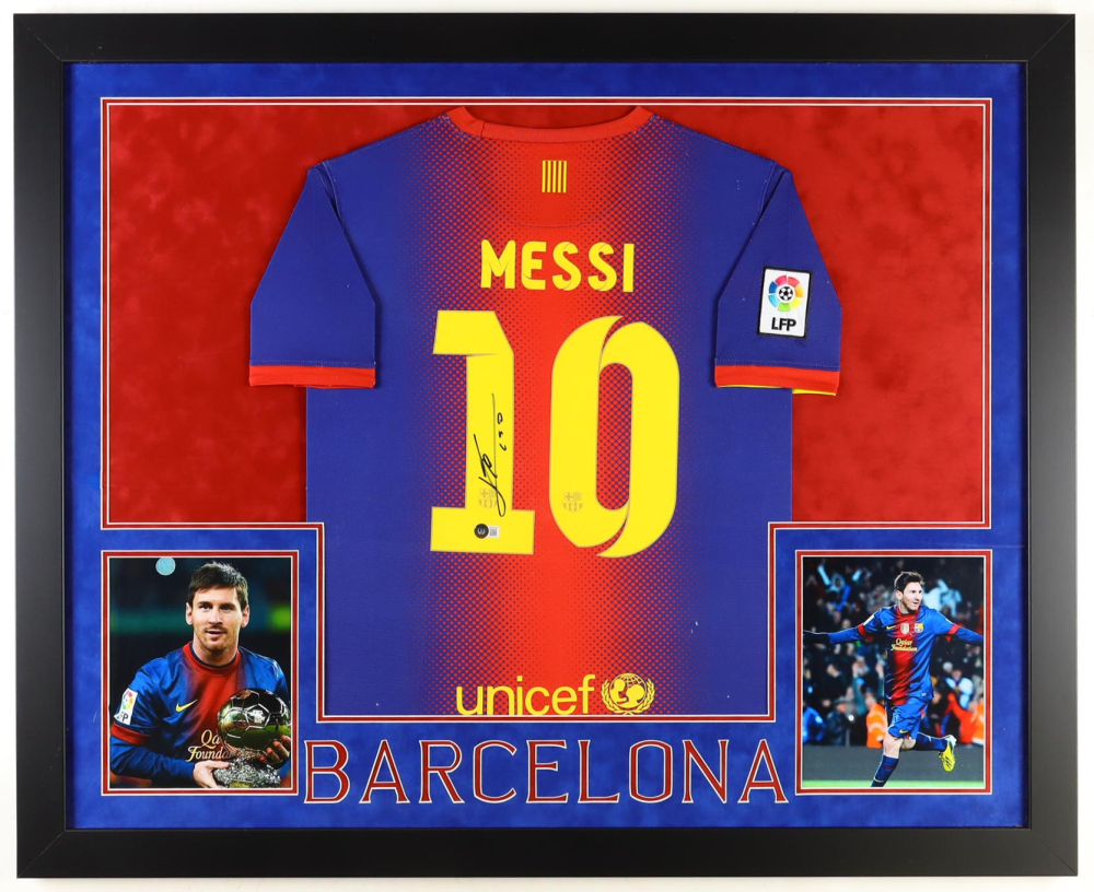 Lionel Messi Signed Custom Framed Jersey Display (Beckett) (See ...
