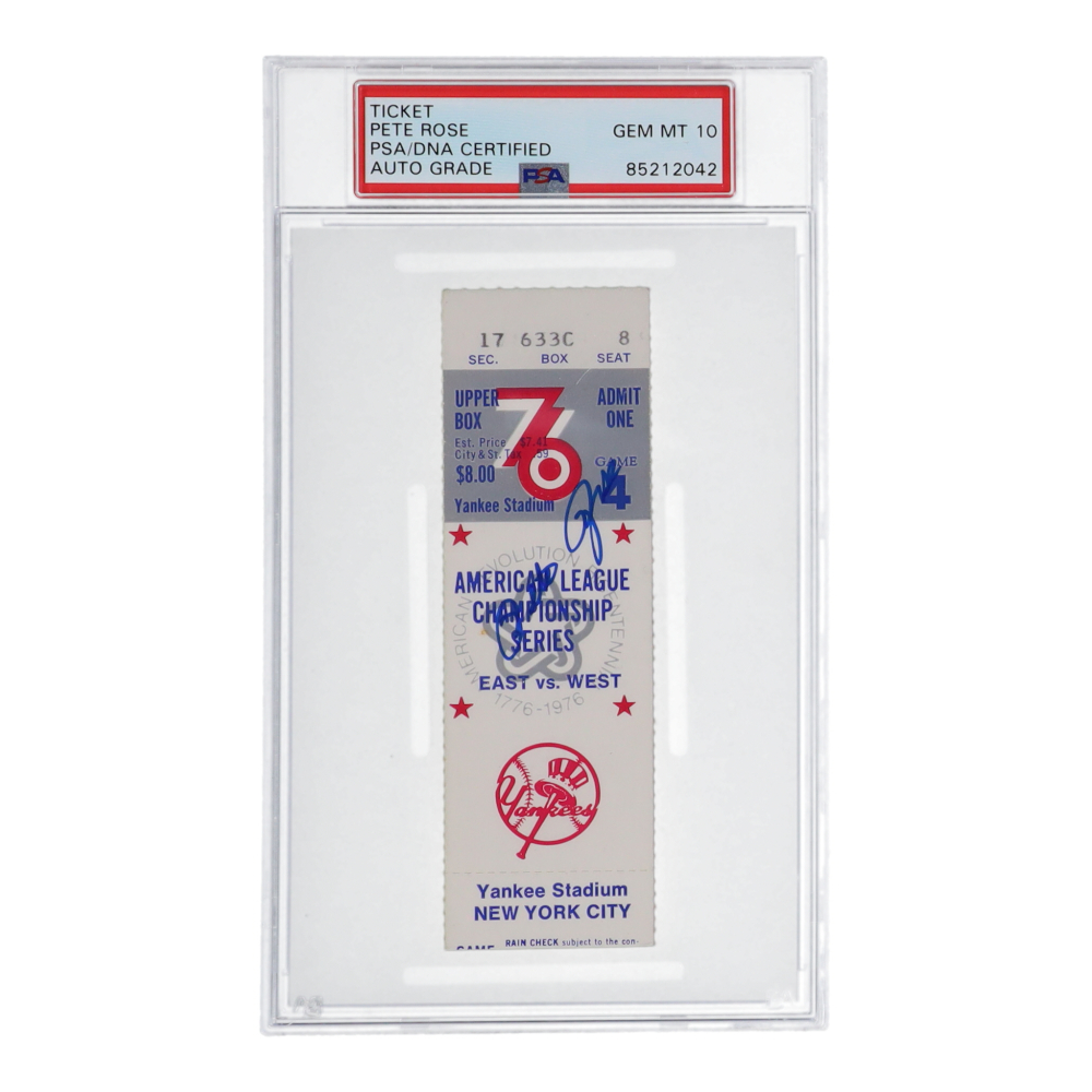 Pete Rose Signed 1976 American League Championship Series Game 4 Ticket ...