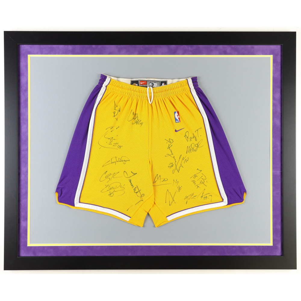 Mid-2000's Lakers Custom Frame Basketball Shorts Signed By (15) with ...