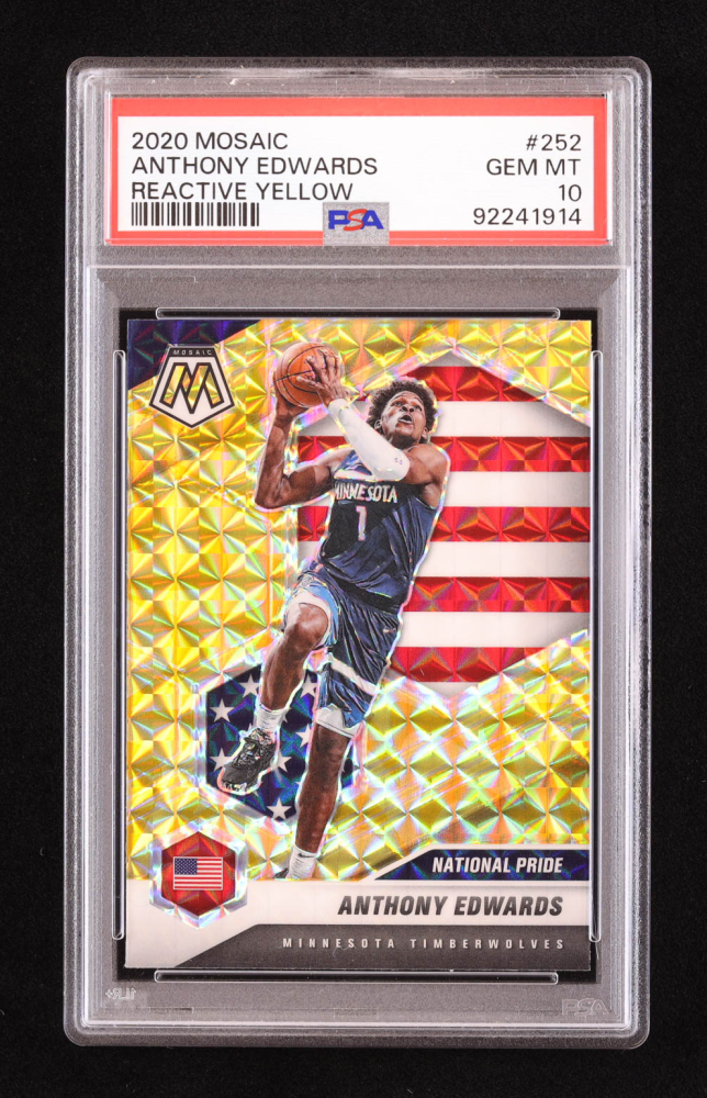 Anthony Edwards 2020-21 Panini Mosaic Mosaic Reactive Yellow #252 RC (PSA 10) | Pristine Auction