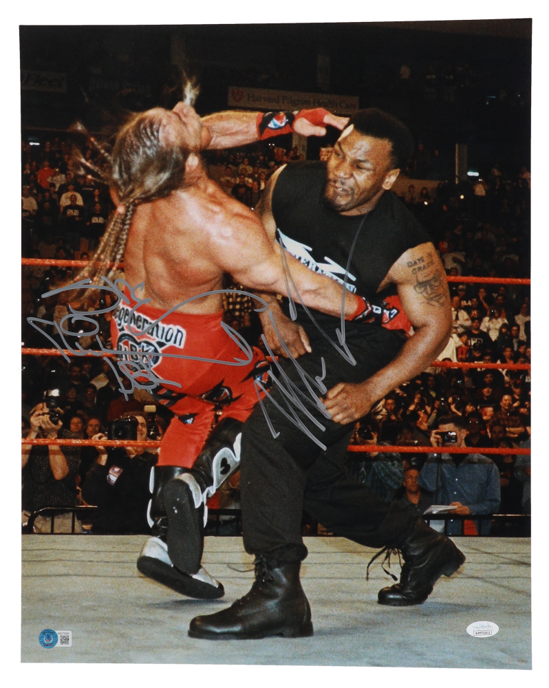 Shawn Michaels & Mike Tyson Signed WWE 16x20 Photo Inscribed "HBK ...