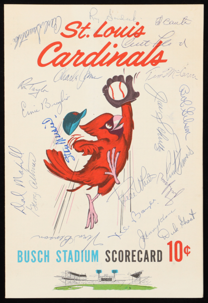 1963 Cardinals Scorecard Team-Signed By (20) with Stan Musial, Bob ...