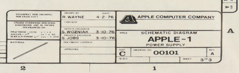 Steve Wozniak & Ronald Wayne Signed Original Apple-1 Schematic Sheet (PSA | Autographs Graded 9 ...