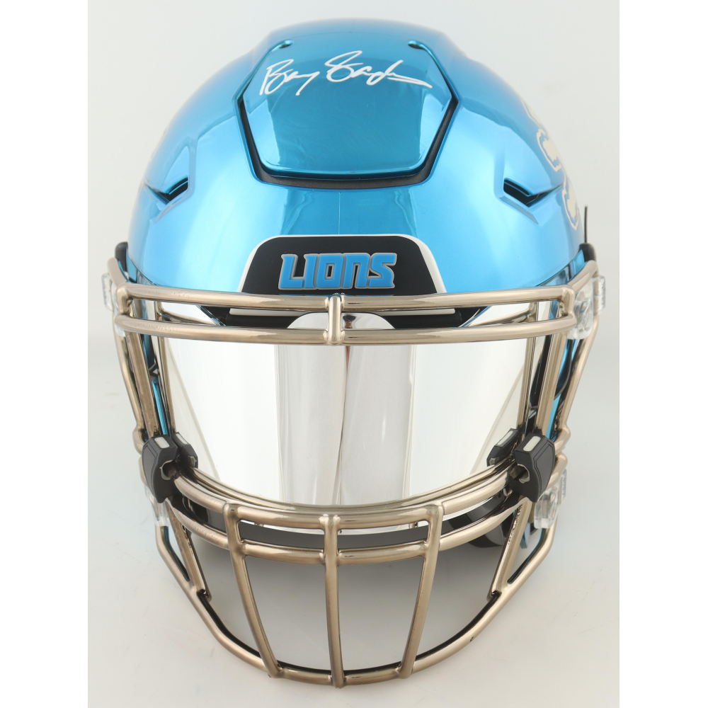 Barry Sanders Signed Lions Full-Size Authentic On-Field Chrome ...