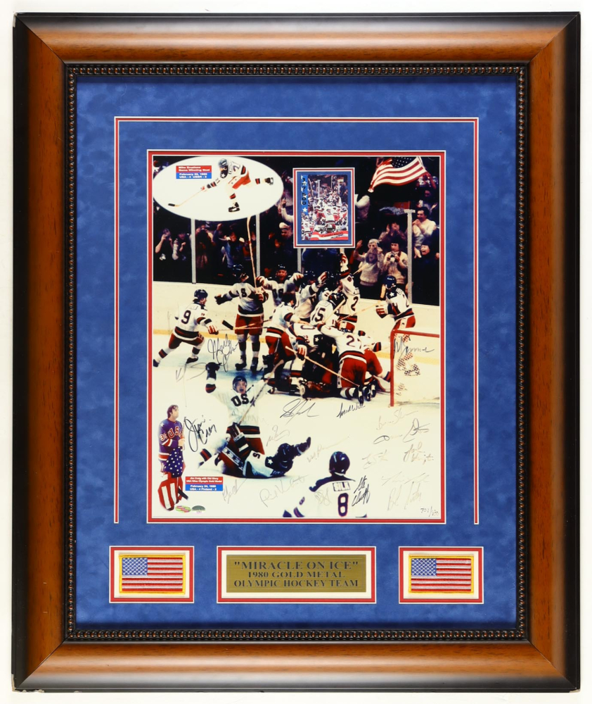 1980 "Miracle on Ice" LE Olympic Hockey Team Custom Framed Photo With ...