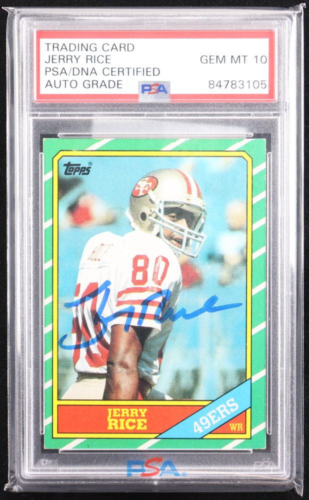 Jerry Rice Signed 1986 Topps #161 RC (PSA | Auto 10) | Pristine Auction