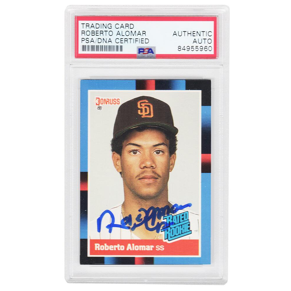 Roberto Alomar Signed 1988 Donruss Rated Rookie #34 RC (PSA) | Pristine ...