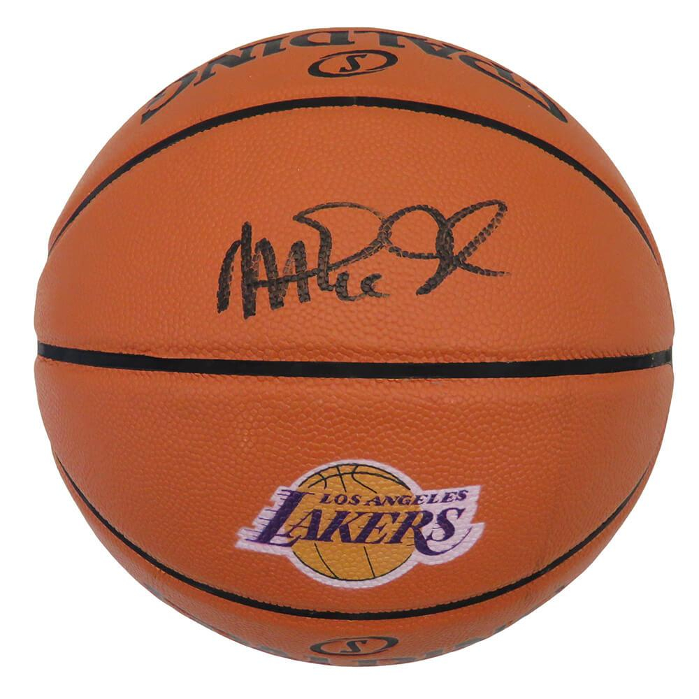 Magic Johnson Signed Lakers Logo NBA Game Series Basketball (Schwartz ...