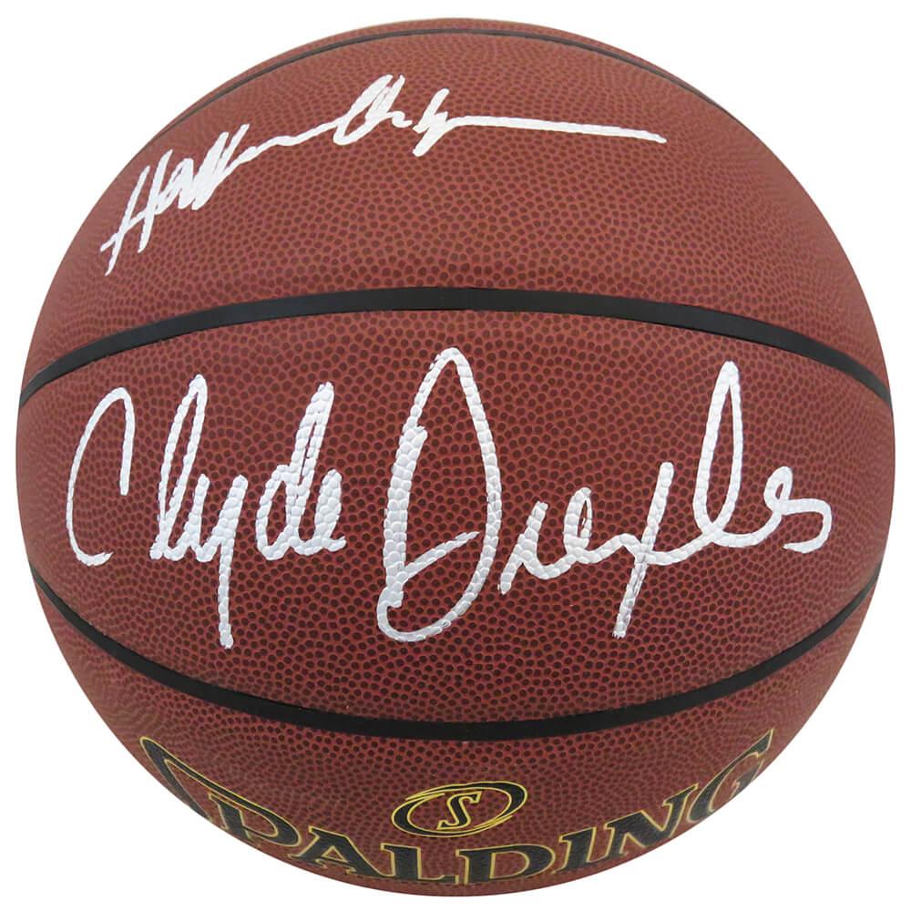 Hakeem Olajuwon & Clyde Drexler Signed NBA Basketball (Schwartz ...