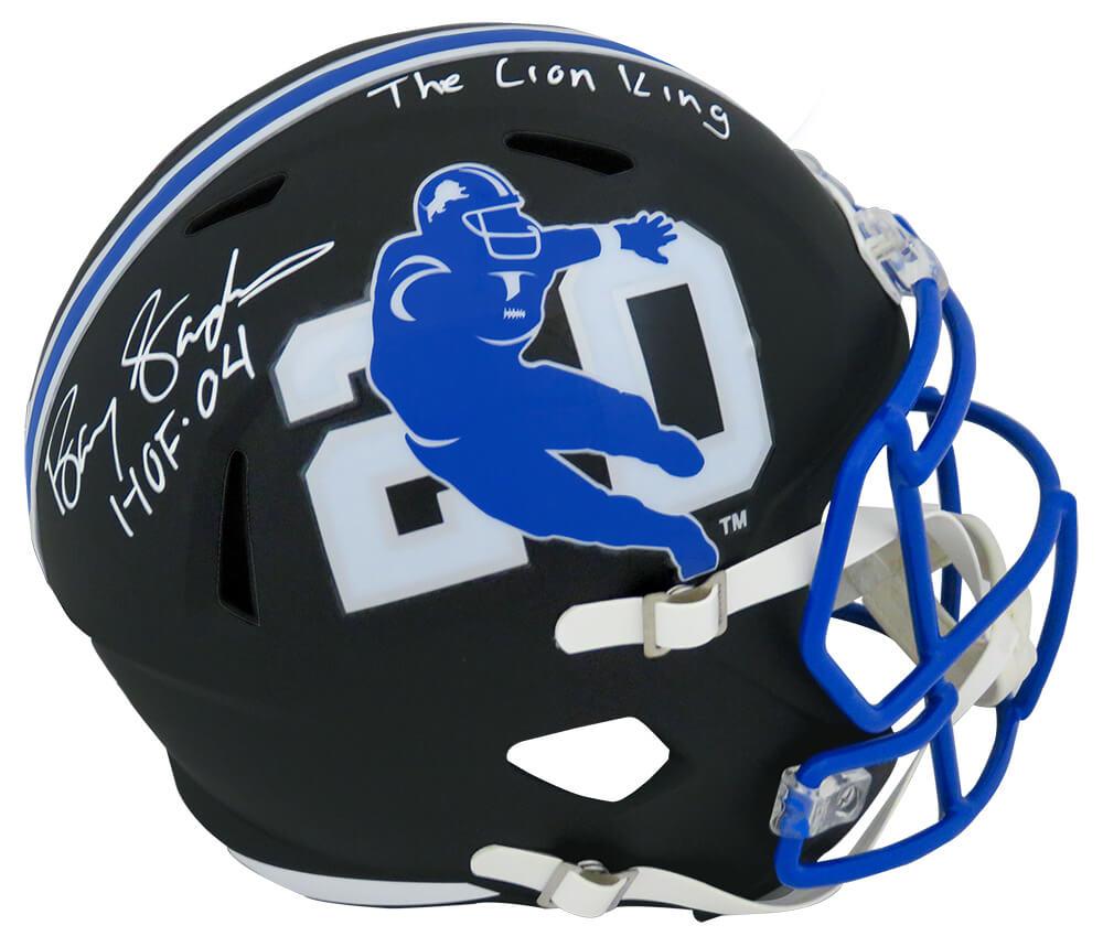 Barry Sanders Signed Full-Size Speed Helmet Inscribed "HOF 04" & "The ...