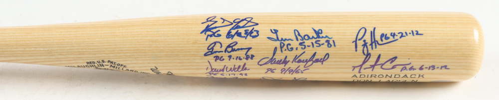Perfect Game Pitchers Bat Signed & Inscribed By (17) with Roy Halladay ...