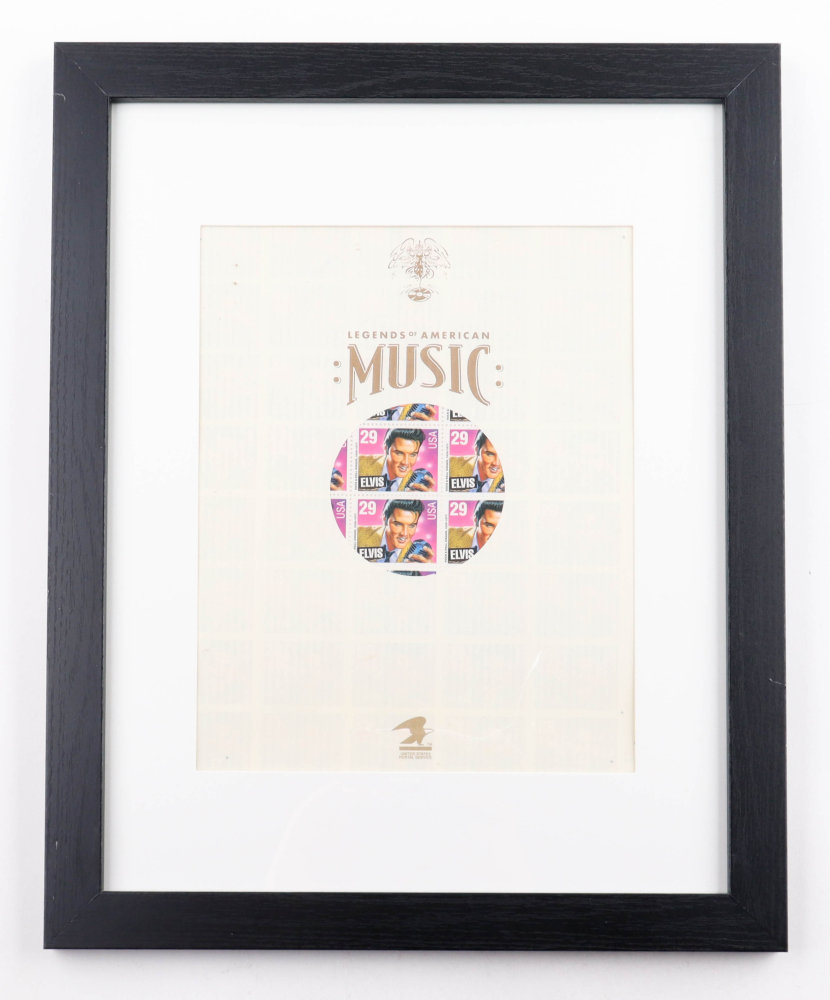 Elvis Presley Framed Uncut U.S. Stamp Sheet In Original USPS Wrapping ...
