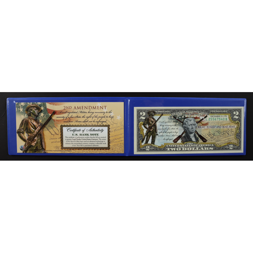 2nd Amendment Genuine Legal Tender Colorized U.S. $2.00 Two Dollar Bill ...