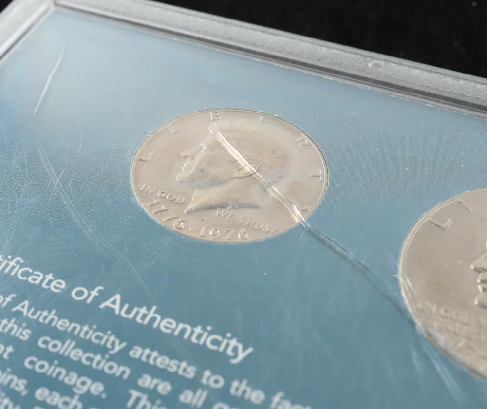 25th Anniversary US Bicentennial Collection (3) Coin Set In Display ...