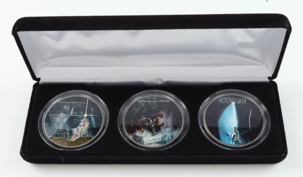 "Star Wars" LE Set of (3) Colorized US Dollar Coins With Display Case ...