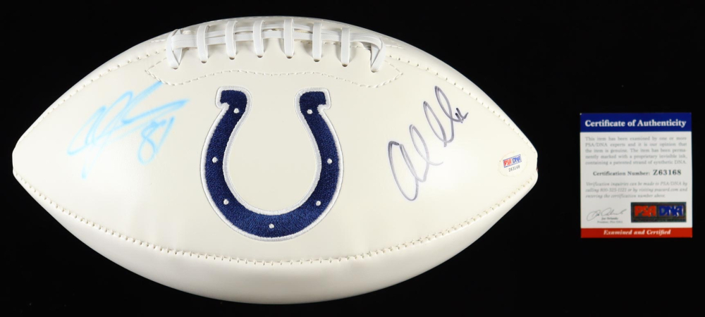 Andrew Luck & Andre Johnson Signed Colts Logo Football (PSA) | Pristine ...