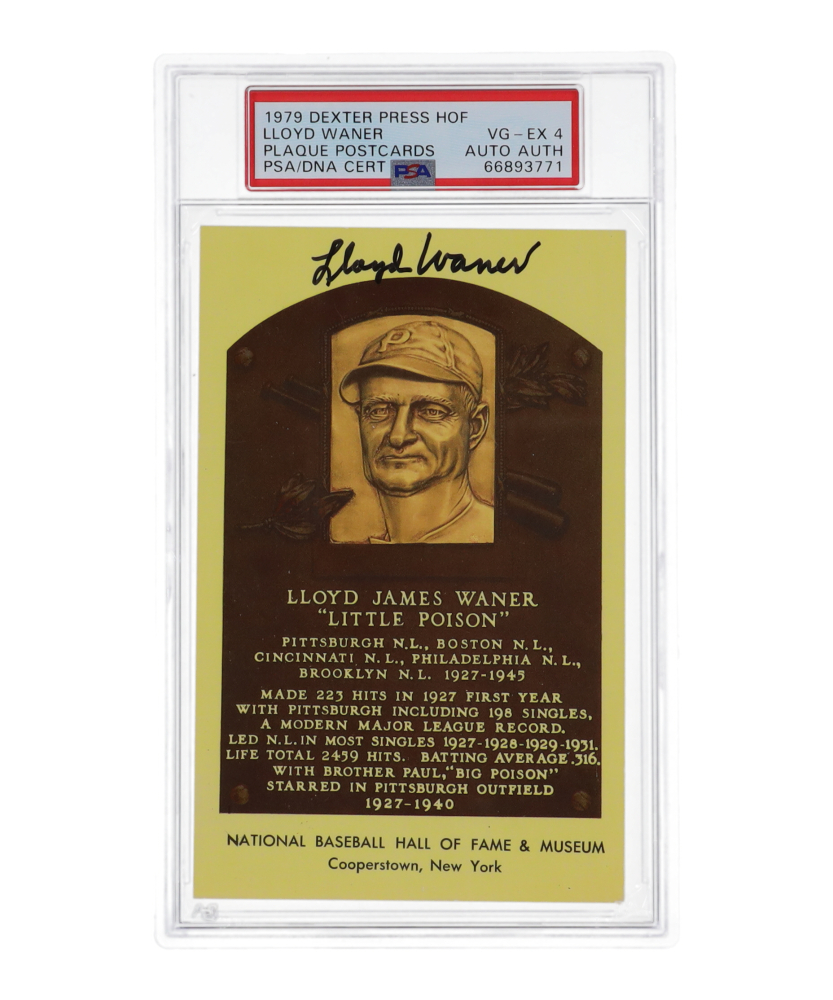 Lloyd Waner Signed Hall of Fame Plaque Postcard (PSA 4) | Pristine Auction