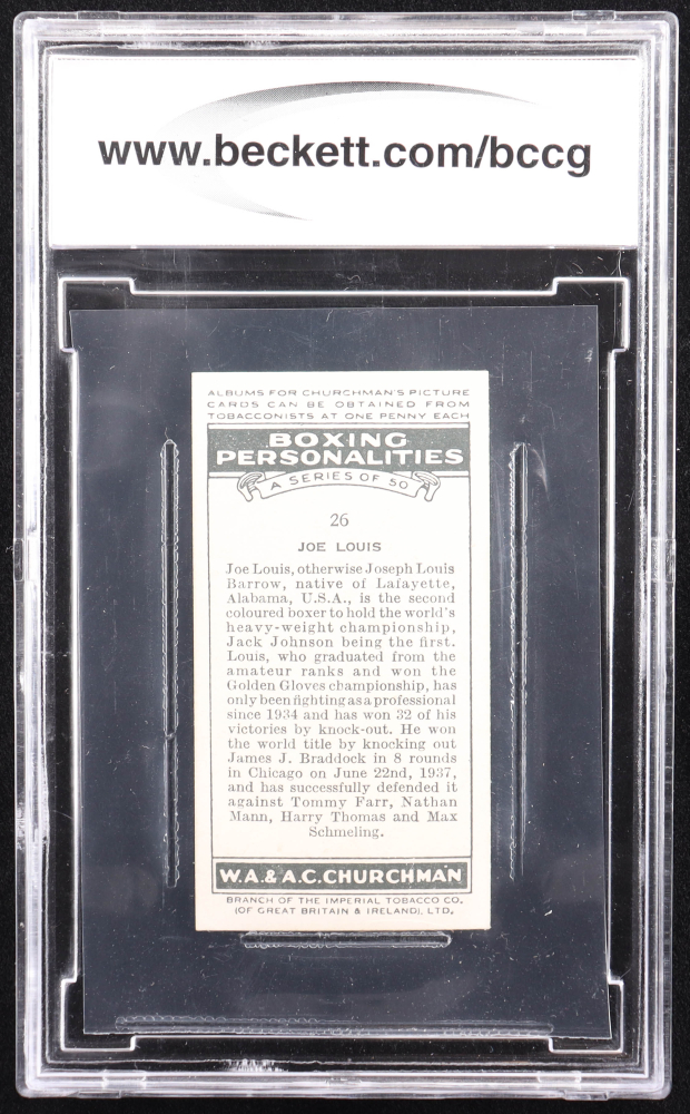 Joe Louis 1938 Churchman's Cigarettes #26 (BCCG 9) | Pristine Auction