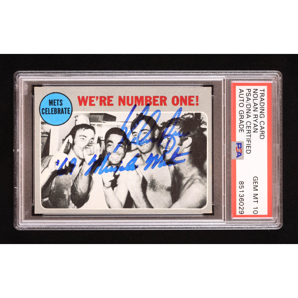 Nolan Ryan Signed 1970 Topps #198 NL Playoff Summary / Mets Celebrate ...