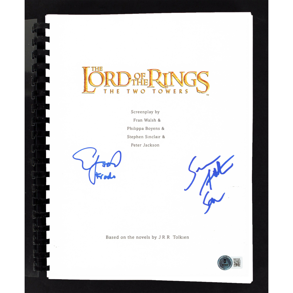 Elijah Wood & Sean Astin Signed "The Lord of the Rings: The Two Towers ...