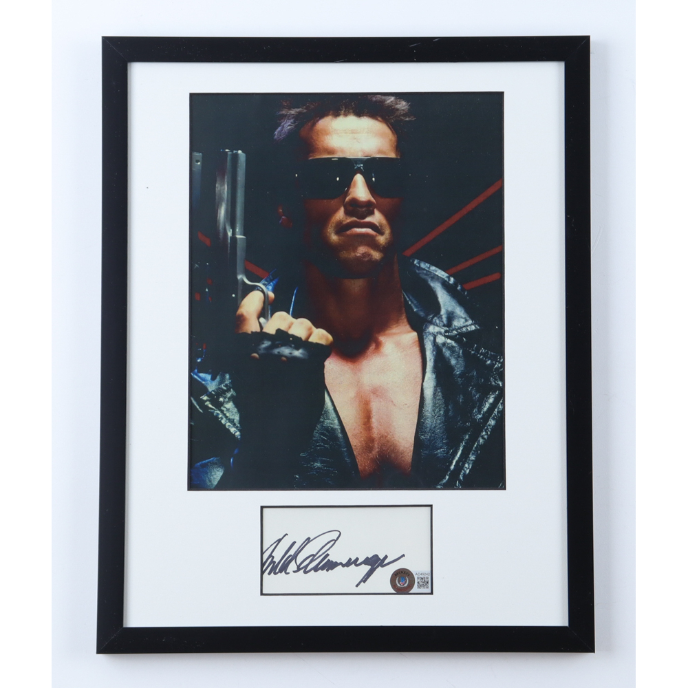 Arnold Schwarzenegger Signed "The Terminator" Custom Framed Cut Display ...