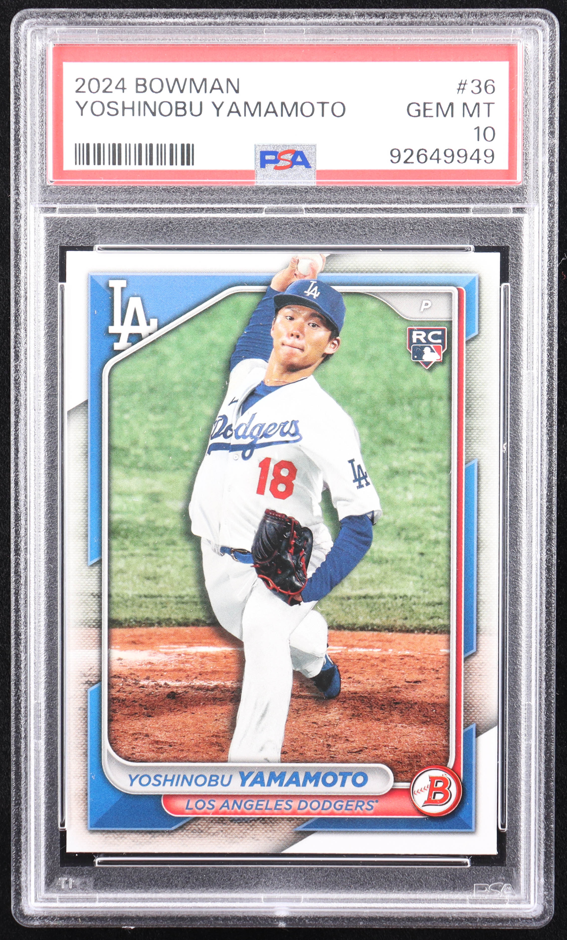 Yoshinobu Yamamoto 2024 Bowman #36 RC (PSA 10) | Pristine Auction