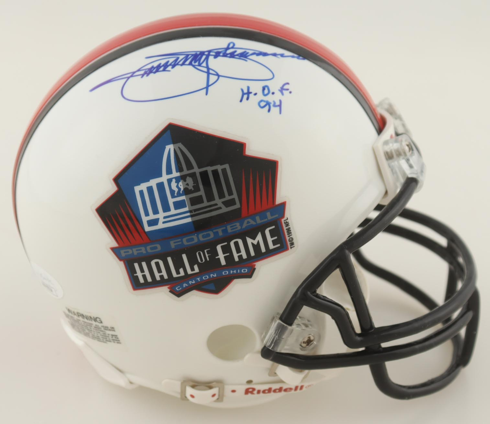 Jimmy Johnson Signed Pro Football Hall of Fame Mini Helmet With Display ...