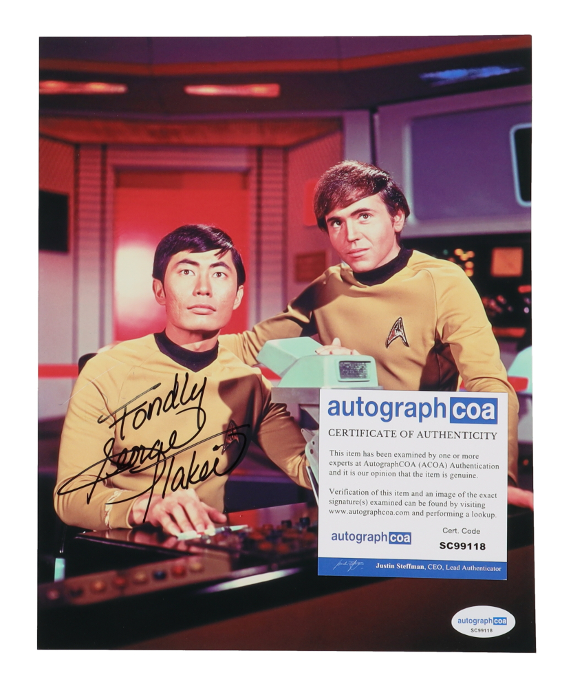 George Takei Signed "Star Trek" 8x10 Photo Inscribed "Fondly" (ACOA ...