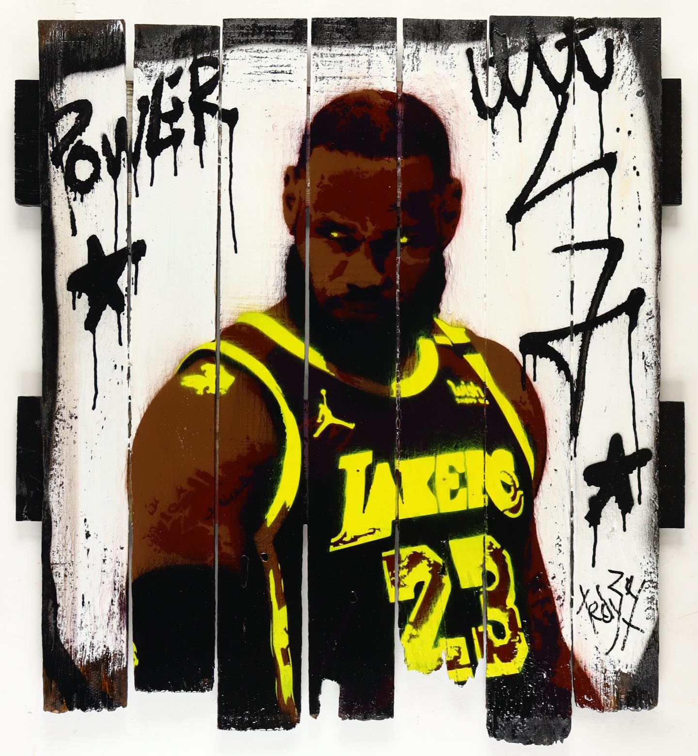 "Graffiti On Fence_LeBron James - Power And Legacy" 2024 28x30 Original ...