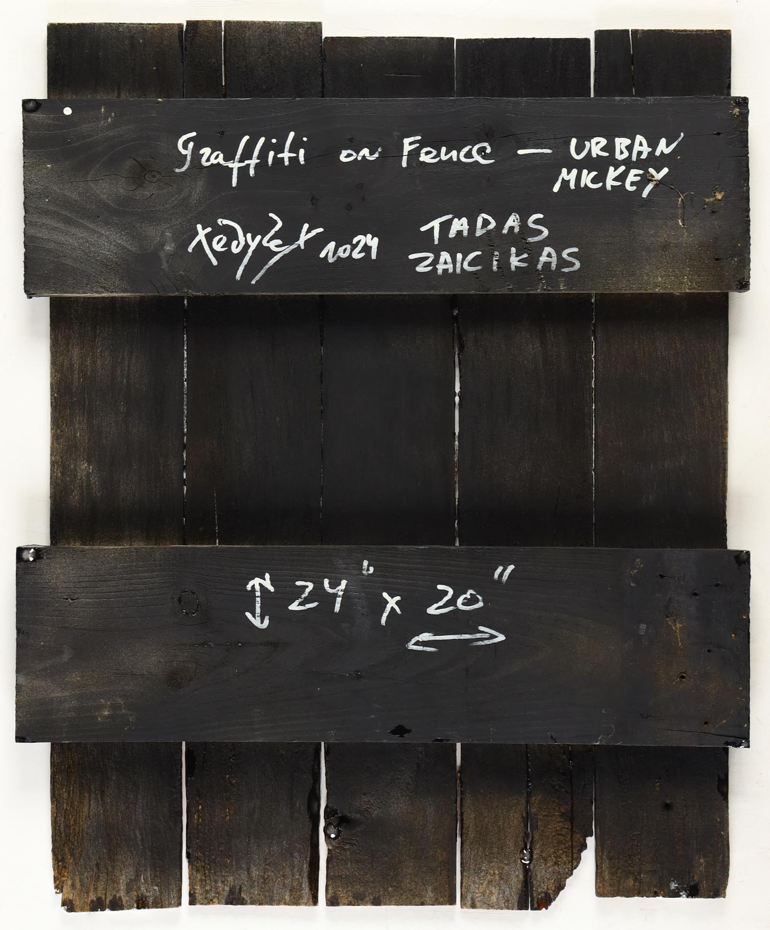 "Urban Mickey" 2024 20x24 Original Painting on Fence by Tadas Zaicikas ...